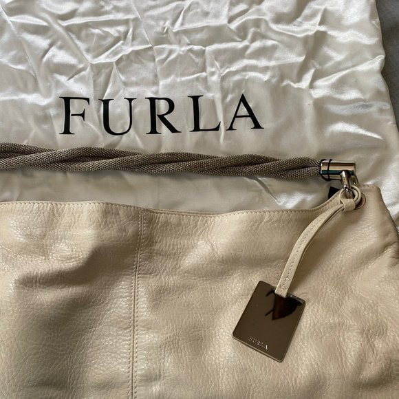 Furla | Bags | Furla White Cotton Large Leather Hobo Bag | Poshmark